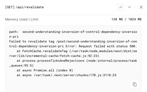 using revalidatepath but getting error for revalidatetag just in vercel