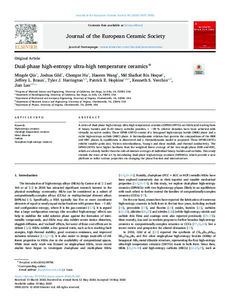 Pdf Dual Phase High Entropy Ultra High Temperature Ceramics