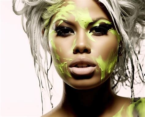 Premium Ai Image Blonde Model With Paint Photography For Magazine