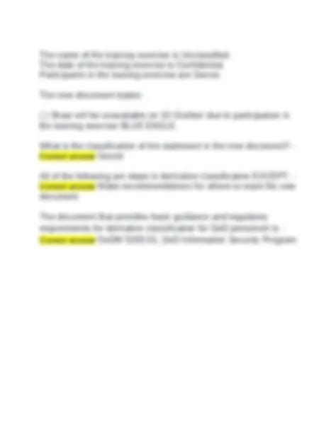 Derivative Classification Questions And Answers Exams Information Technology Docsity