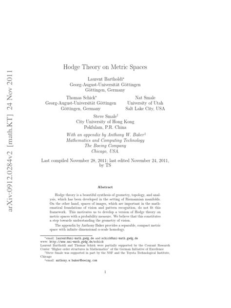 Hodge Theory On Metric Spaces Pdf Hilbert Space Continuous Function