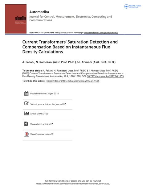 Current Transformers Saturation Detection And Compensation Based On
