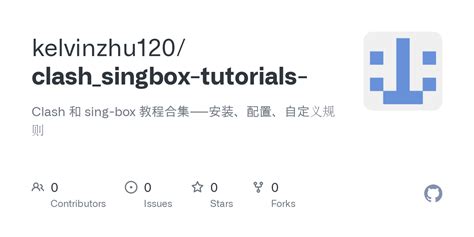 GitHub kelvinzhu120 clash singbox tutorials Clash 和 sing box 教程合集安装配置自定义规则