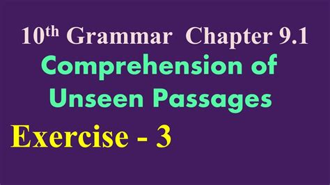 10th English Grammar Lesson 91 Comprehension Of Unseen Passages