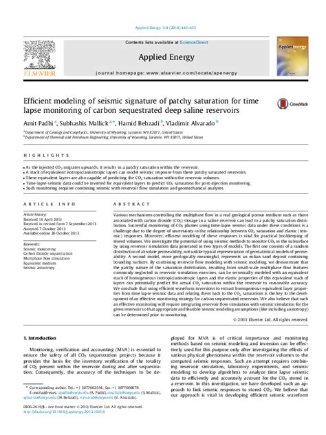 Pdf Efficient Modeling Of Seismic Signature Of Patchy Saturation For Time Lapse Monitoring Of