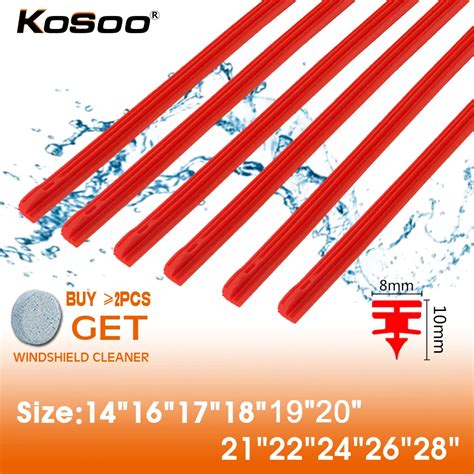 자동차 와이퍼 블레이드 윈드 스크린 하이 엔드 레드 실리카 겔 교체 스트립 자동차 액세서리 8mm 14 16 17 18 19 20 21 22 24