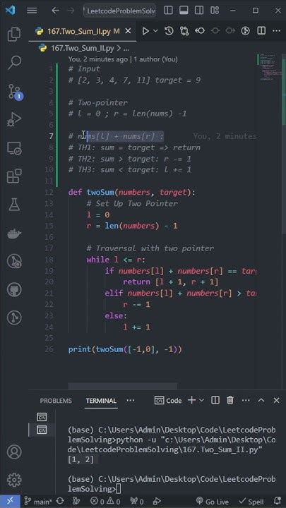 Daily Leetcode Challenge Day 1 167 Two Sum Ii Medium