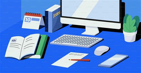 책상 위에 놓인 데스크톱 컴퓨터 벡터 Unsplash의 스터디 데스크 이미지