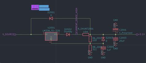 Best Way To Approach Lm338 With Resistive Current Sensing And Diode On Output Path For Powering