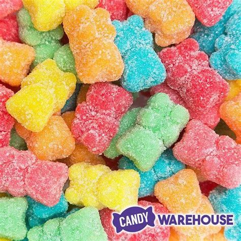 Jovy Neon Sugar Sanded Gummy Bears 5lb Bag Candy Warehouse