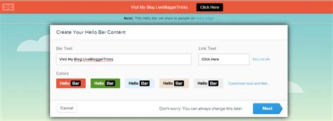 How To Add Floating Hello Bar To Blogger ~ Livebloggertricks Blogger