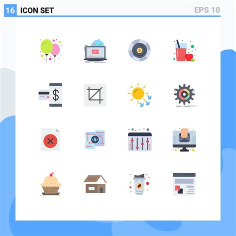 16 Thematic Vector Flat Colors And Editable Symbols Of Financial Cashless Budget Card Fruit