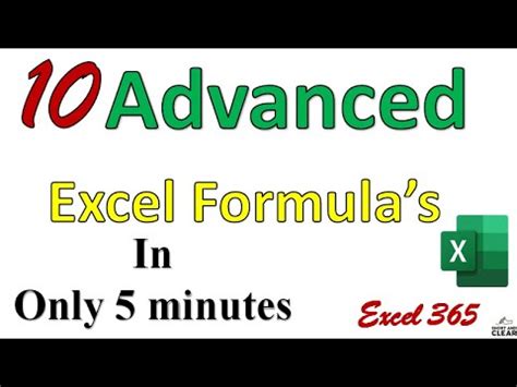 Advanced Excel Formula S In Only Minutes Learn Ms Excel Advanced Formulas YouTube