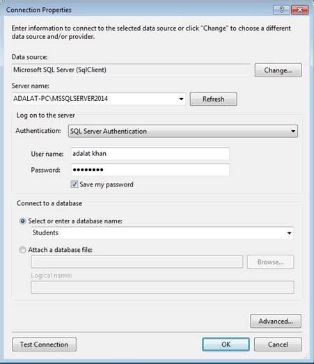 Sql Server Database Connection To Mvc Application