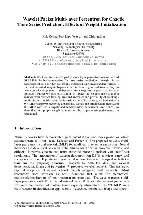 Pdf Wavelet Packet Multi Layer Perceptron For Chaotic Time Series Prediction Effects Of