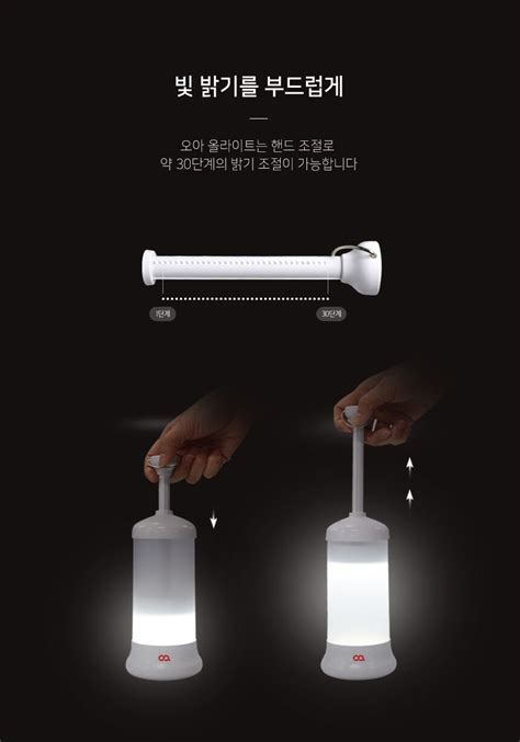 오아 올라이트 Led 캠핑 랜턴 감성 차박 무드등 충전식 스텐드 휴대용 렌턴 조명 스탠드 캠핑용품 감도 깊은 취향 셀렉트샵 29cm
