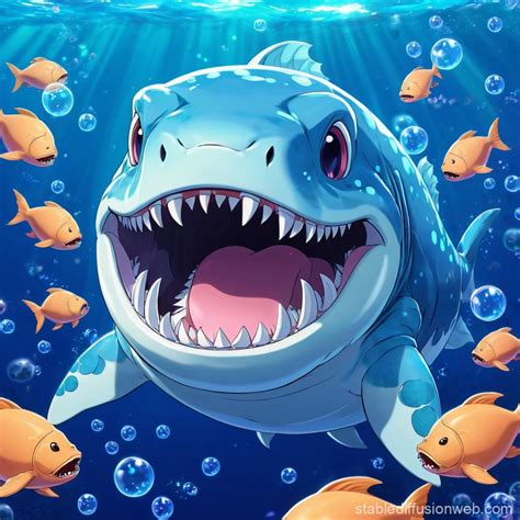 Cartoon Dunkleosteus In Blue Ocean Stable Diffusion Online