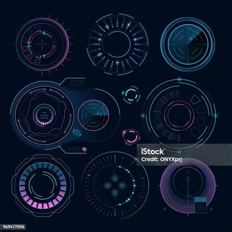 미래 디지털 그래픽입니다 웹 인터페이스에 대 한 Hud 방사형 도형 날씨에 대한 스톡 벡터 아트 및 기타 이미지 날씨