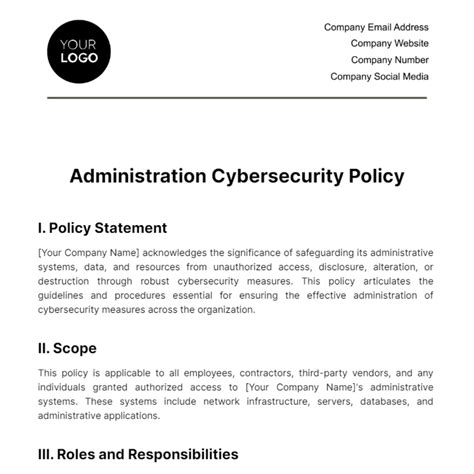 Administration Cybersecurity Policy Template Edit Online Download