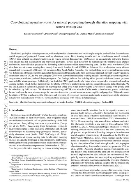 Pdf Convolutional Neural Networks For Mineral Prospecting Through Alteration Mapping With