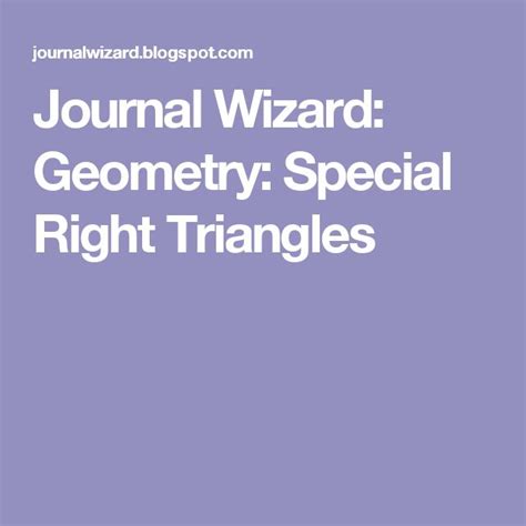 journal wizard geometry special right triangles right triangle