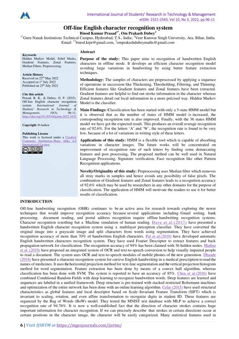 Pdf Off Line English Character Recognition System