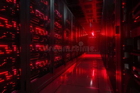 Shot Of Data Center With Multiple Rows Of Fully Operational Server Racks Neural Network Ai