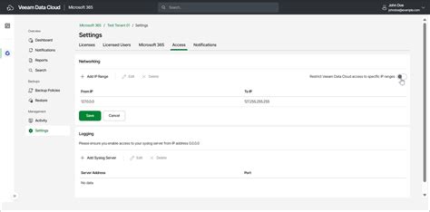 Configuring Network Access Restrictions Veeam Data Cloud