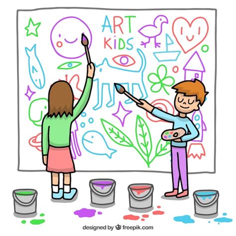 Vectores E Ilustraciones De Ninos Pintando Animado Para Descargar