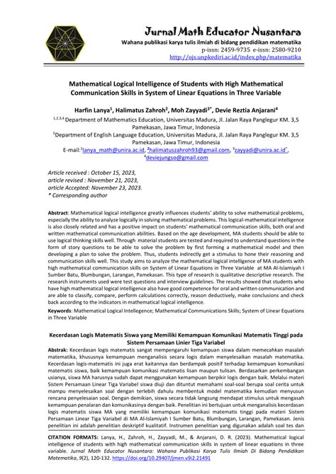 Pdf Mathematical Logical Intelligence Of Studentswith High