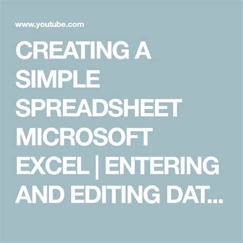 Creating A Simple Spreadsheet Microsoft Excel Entering And Editing