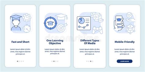 Microlearning Features Light Blue Onboarding Mobile App Screen Stock