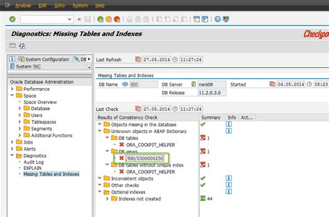 Solved Db02 Missing Tables And Indexes Unknown Obje Sap
