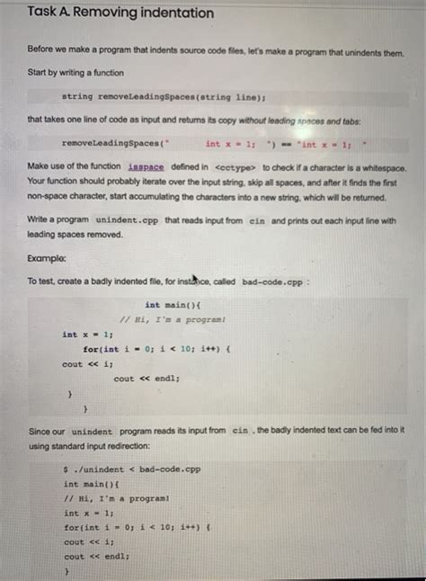 Solved Task A Removing Indentation Before We Make A Program