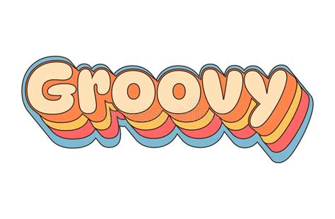 Retro Groovy Text Vintage Hippie Clipart Stock Vector Illustration