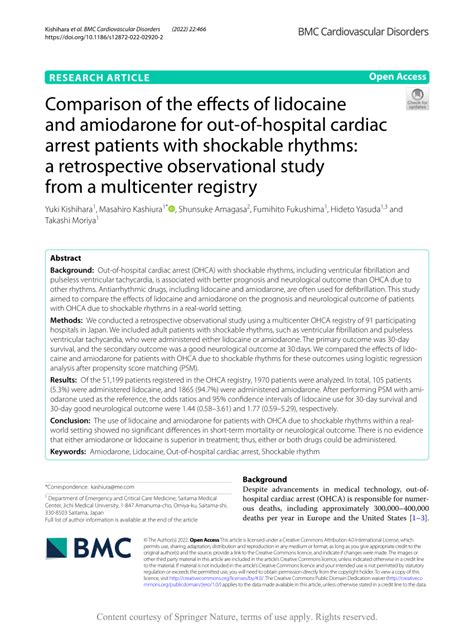 Pdf Comparison Of The Effects Of Lidocaine And Amiodarone For Out Of