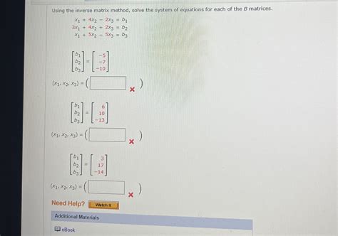 Solved Using The Inverse Matrix Method Solve The System Of