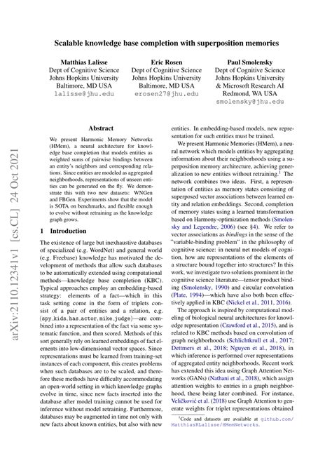 Pdf Scalable Knowledge Base Completion With Superposition Memories
