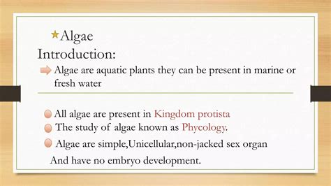 Characteristics Of Algae Pptx