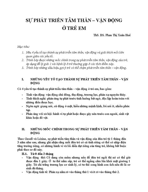 SỰ PhÁt TriỂn TÂm ThẦn đây Là Silde Nhi Khoa SỰ PhÁt TriỂn TÂm ThẦn VẬn ĐỘng Ở TrẺ Em Ths