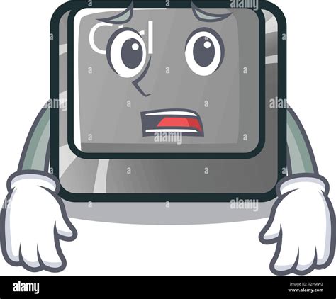 Afraid Character Ctrl Button Attached On Computer Vector Illustration