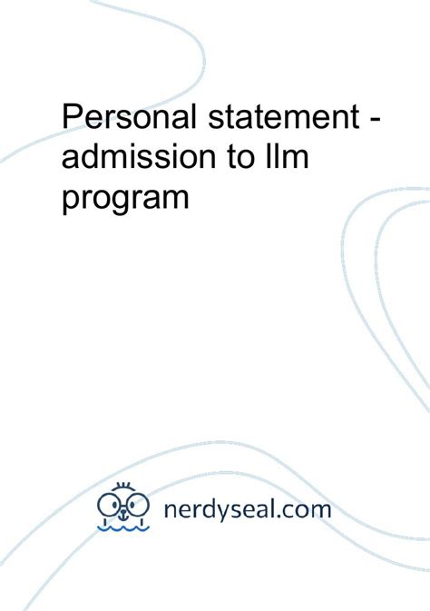 Personal Statement Admission To Llm Program 590 Words Nerdyseal