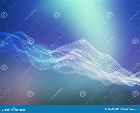 3d Abstract Network Communications Background With Flowing Particles Stock Illustration