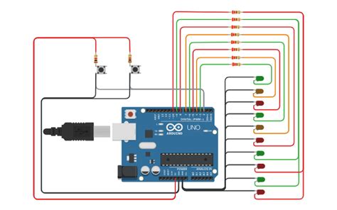 Circuit Design Feux Tricolore Avec Pieton Tinkercad