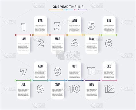 时间轴信息图模板。里程碑或流程图概念。素材 花瓣网