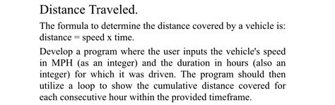 Solved Distance Traveled The Formula To Determine The Chegg