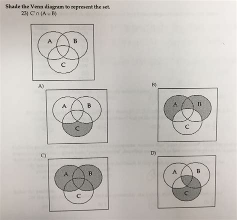 solved shade the venn diagram to represent the set 23 c