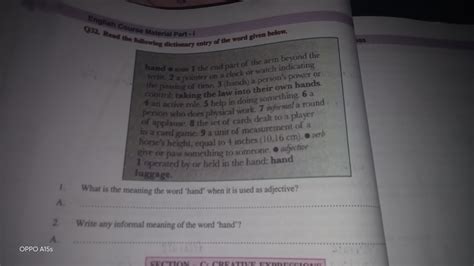 Question 32 Read The Following Dictionary Entry Of The Word Given Below