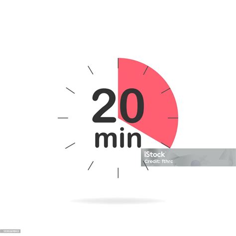 20 Menit Timer Simbol Stopwatch Dalam Gaya Datar Ilustrasi Vektor Terisolasi Yang Dapat Diedit