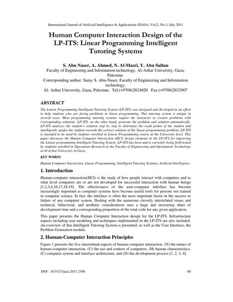 Pdf Human Computer Interaction Design Of The Lp Its Linear